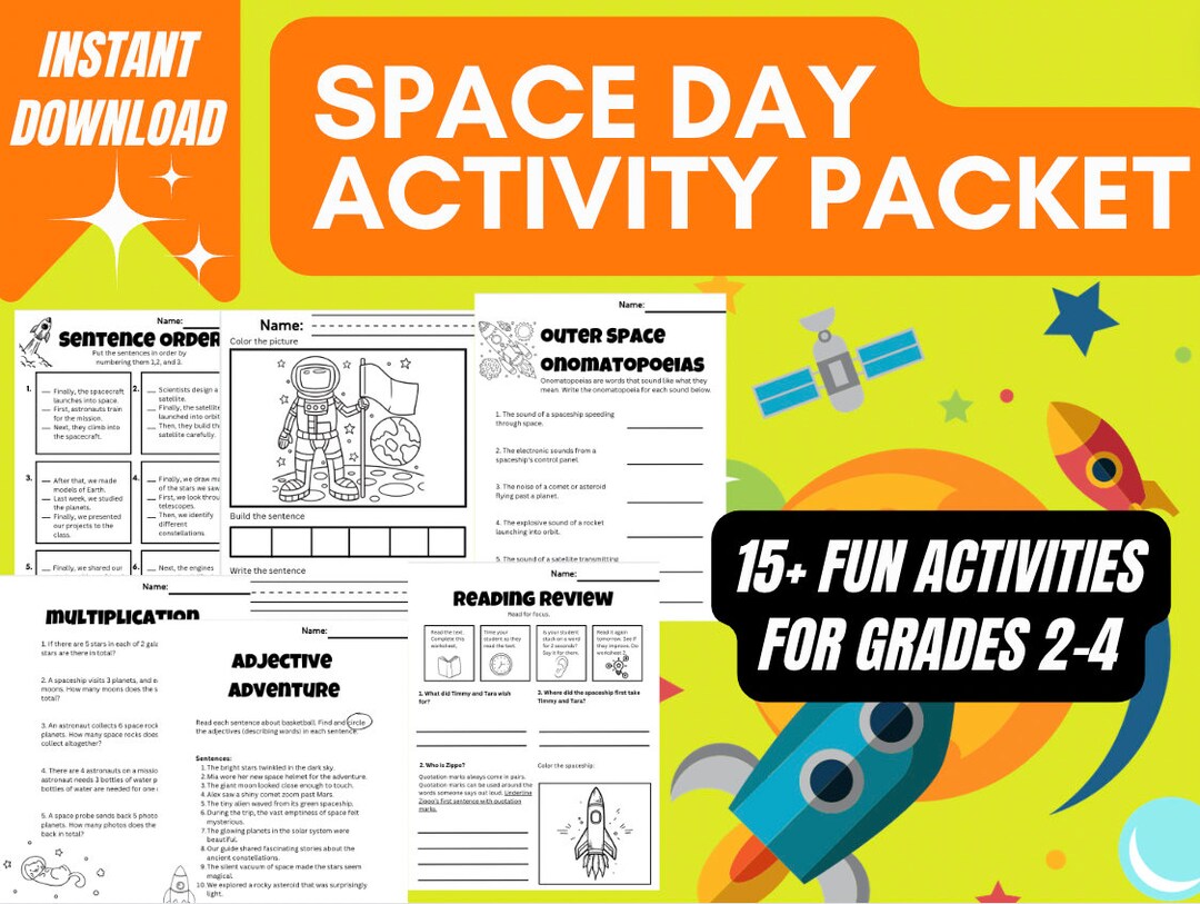 National Space Day Activities: Math, Reading, Writing Outer Space ...