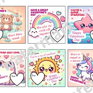Kawaii Printable Valentine Cards Cute Kids Classroom Valentines Cards ...