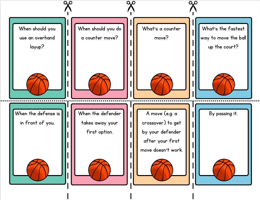 Basketball IQ Card Game Printable! BEGINNER Level Fun for Basketball ...