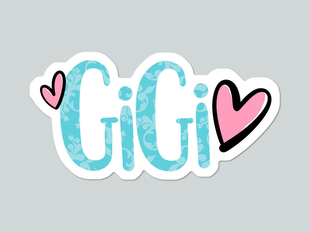 Gigi Sticker: Flourish Pattern, Pink Hearts - Waterproof Vinyl Decal - Etsy