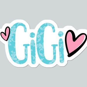 Gigi Sticker: Flourish Pattern, Pink Hearts - Waterproof Vinyl Decal - Etsy