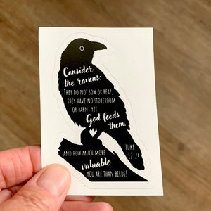 Luke 12:24 Consider the Raven Bible Verse Vinyl Sticker | Crow Laptop ...