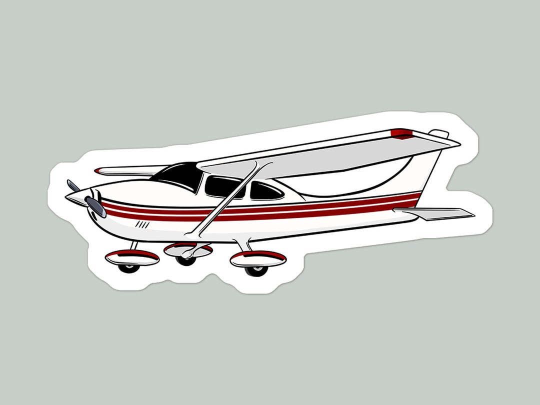 Airplane Red and White Vinyl Sticker | Plane Laptop Sticker | Aviation ...
