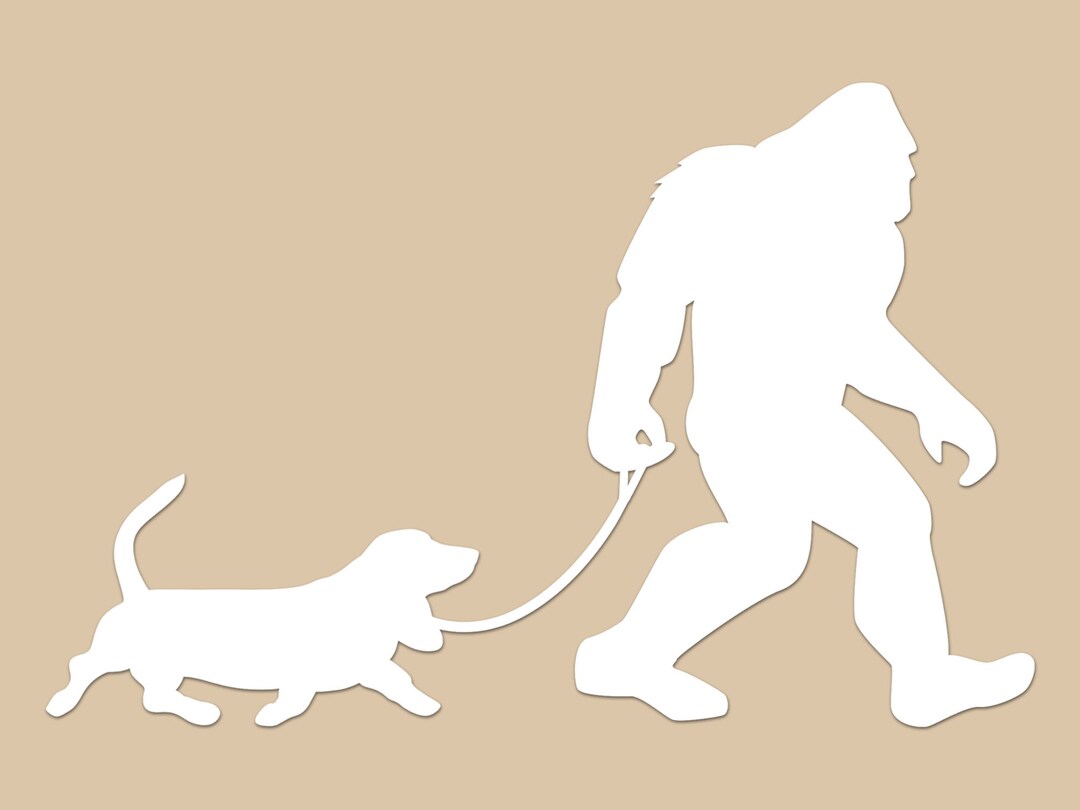 Bigfoot and Basset Hound Decal: Sasquatch Dog Walker Car Sticker - Etsy
