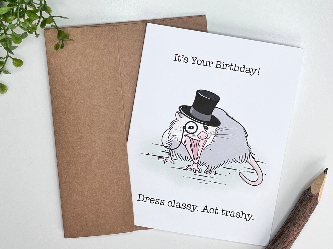Funny Possum Birthday Card for Him Humorous Guy Birthday Card A2 ...