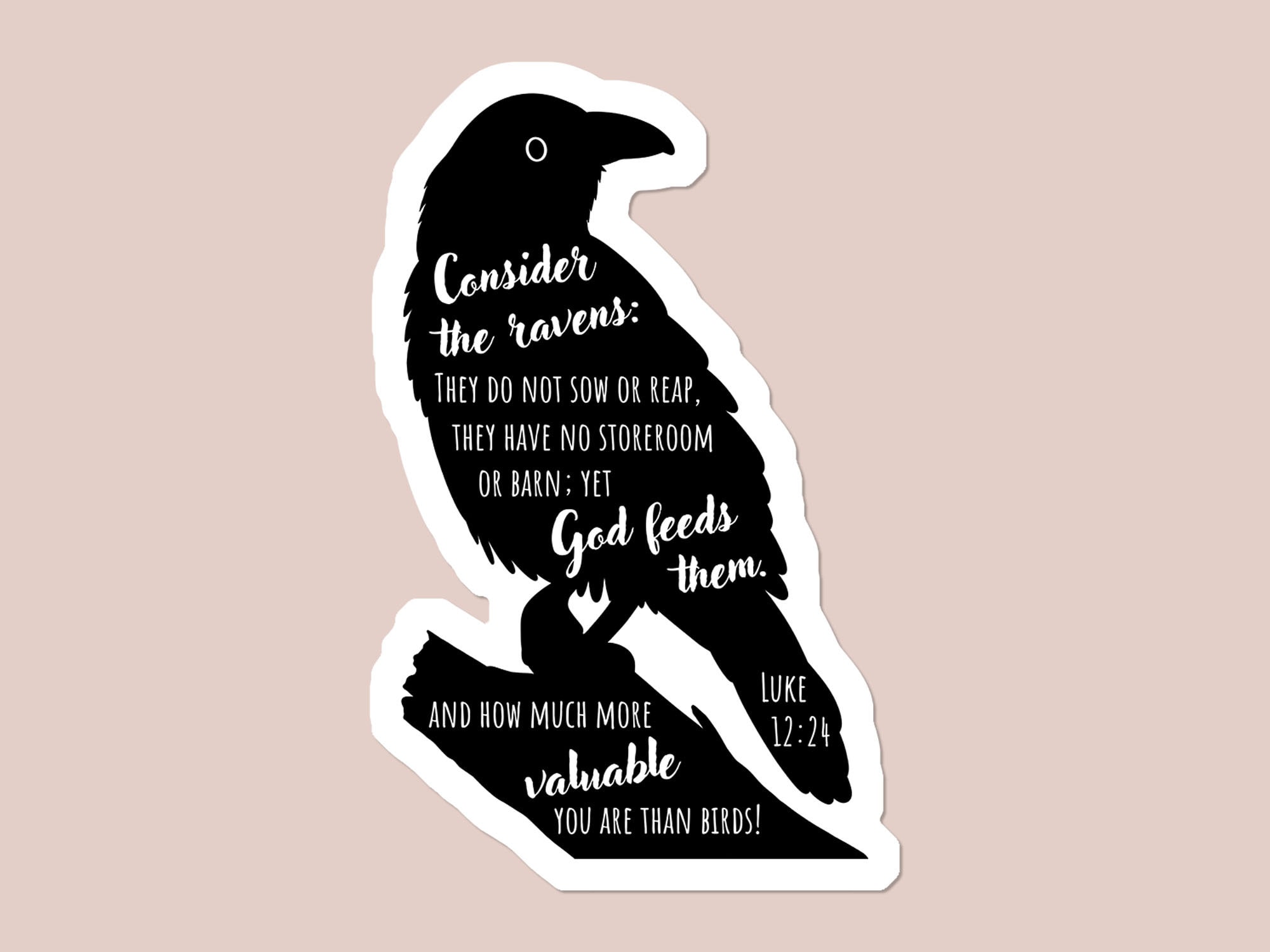 Luke 12:24 Consider the Raven Bible Verse Vinyl Sticker | Crow Laptop ...