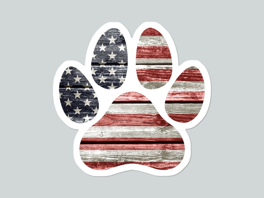 Rustic American Flag Dog Paw Sticker: Patriotic USA Vinyl Decal - Etsy