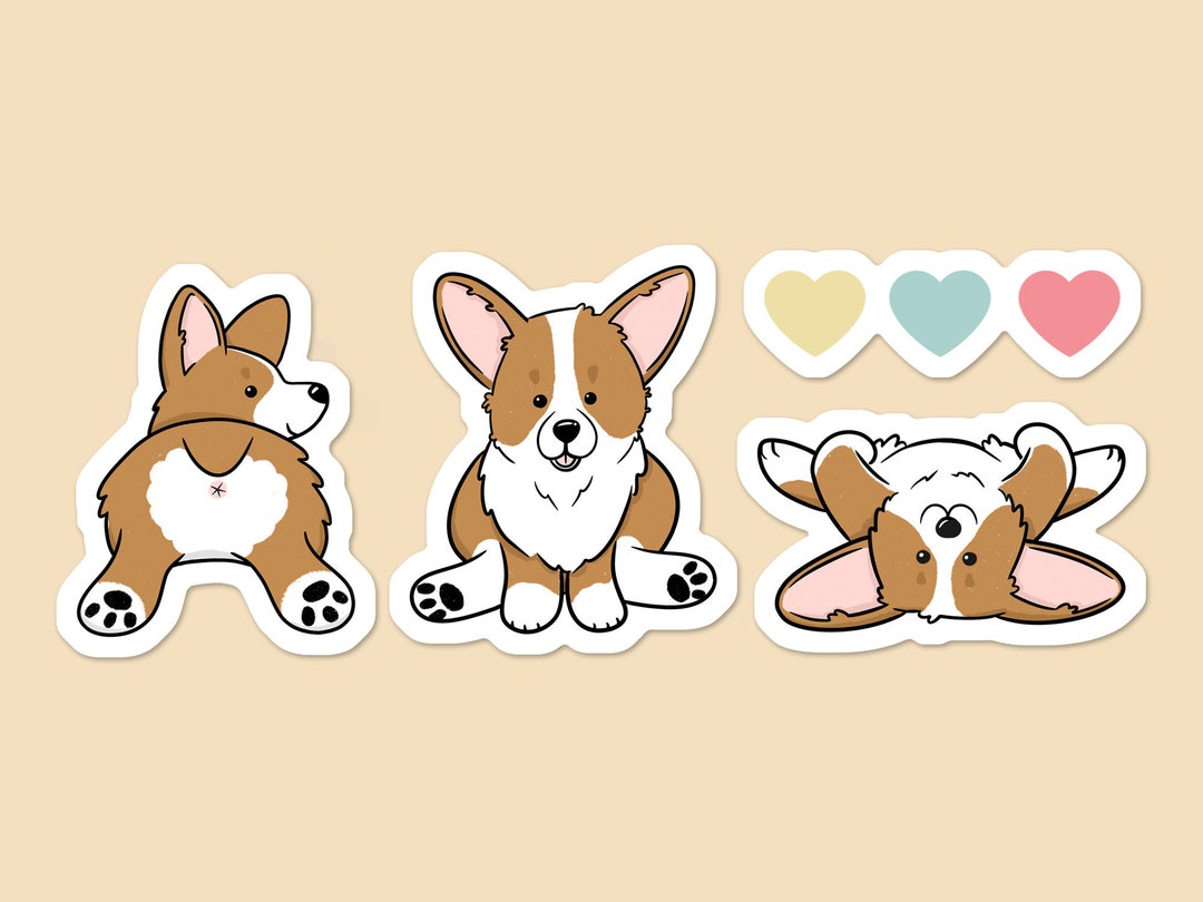Cute Corgi Dogs 4-pack Sticker Sheet Corgi Puppy Stickers Laptop ...