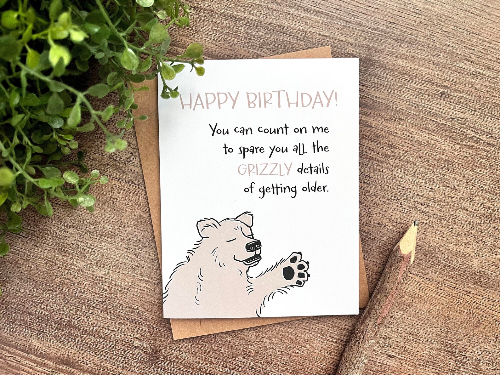 Funny Getting Older Grizzly Details Birthday Card A2 Greeting Card With ...