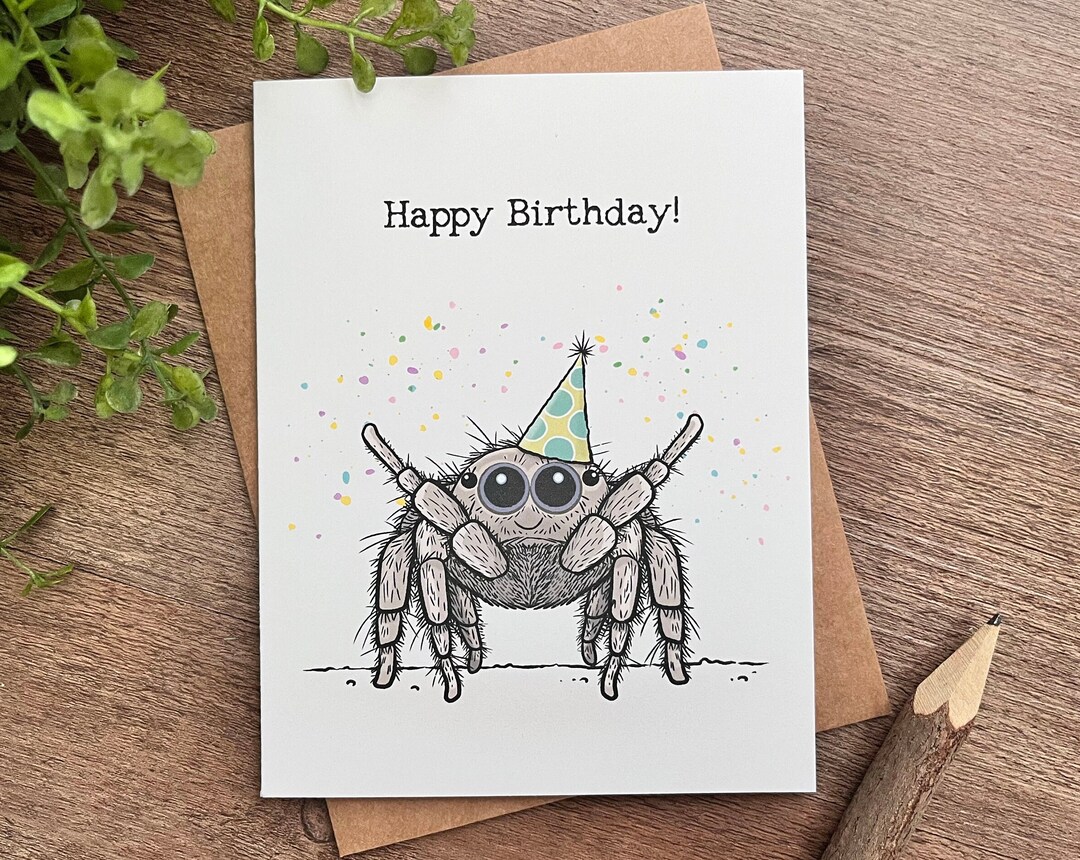 Confetti Jumping Spider Birthday Card | A2 Greeting Card With Brown ...