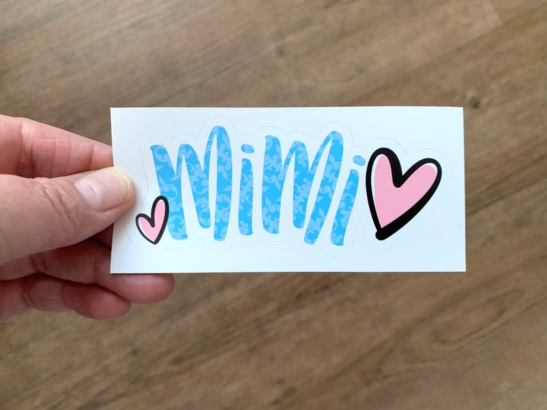 Mimi With Flourishes and Hearts Waterproof Vinyl Sticker - Etsy