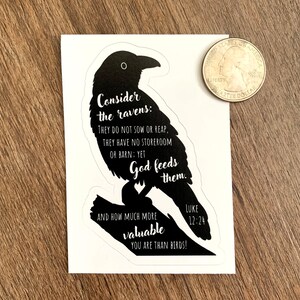 Luke 12:24 Consider the Raven Bible Verse Vinyl Sticker | Crow Laptop ...