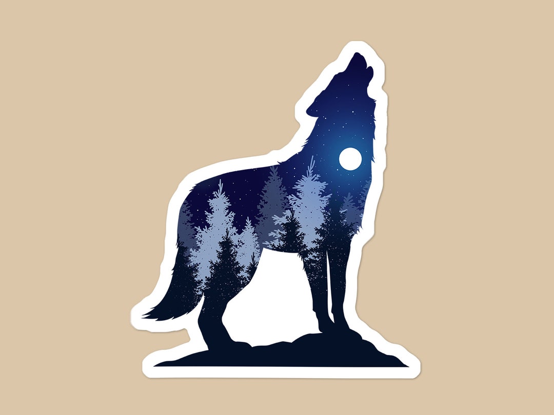 Wolf Howl Vinyl Sticker | Wilderness Wolf Laptop Sticker | Baying Wolf ...
