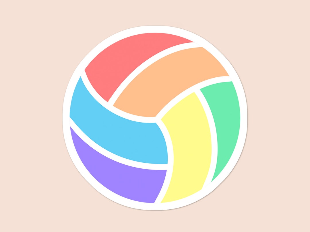 Rainbow Volleyball Sticker: Pastel Colors, Waterproof Vinyl - Etsy