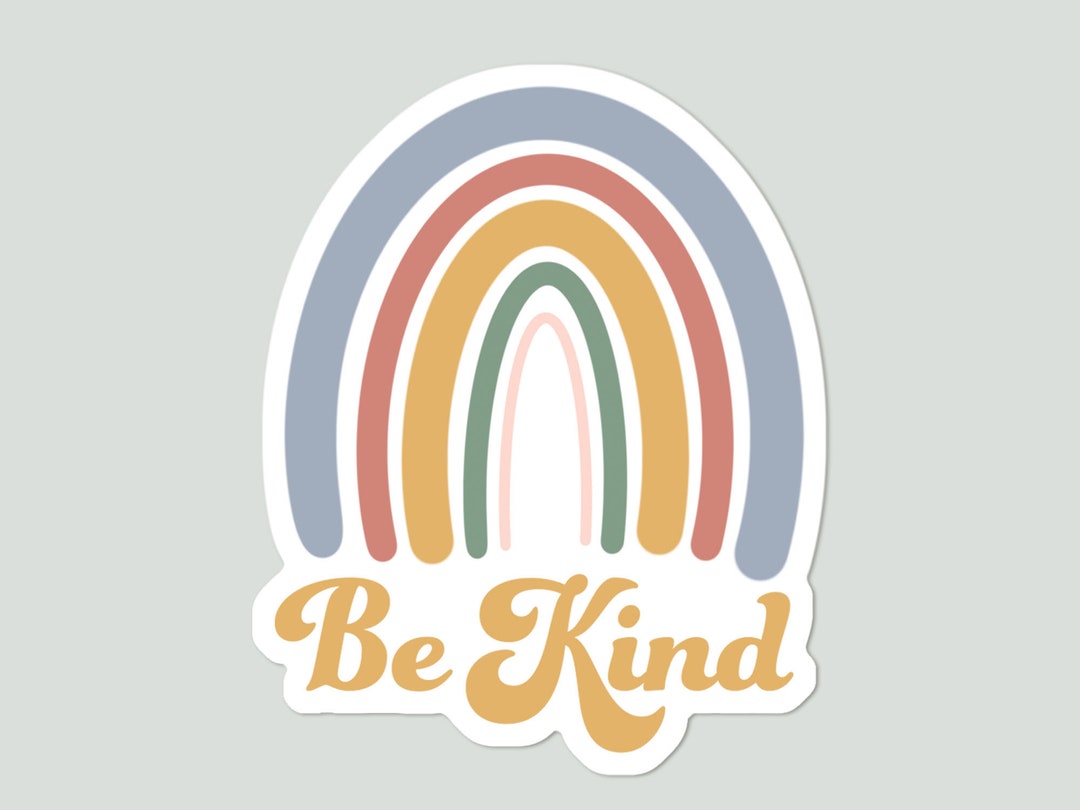 Be Kind Boho Rainbow Sticker: Waterproof Vinyl Decal - Etsy