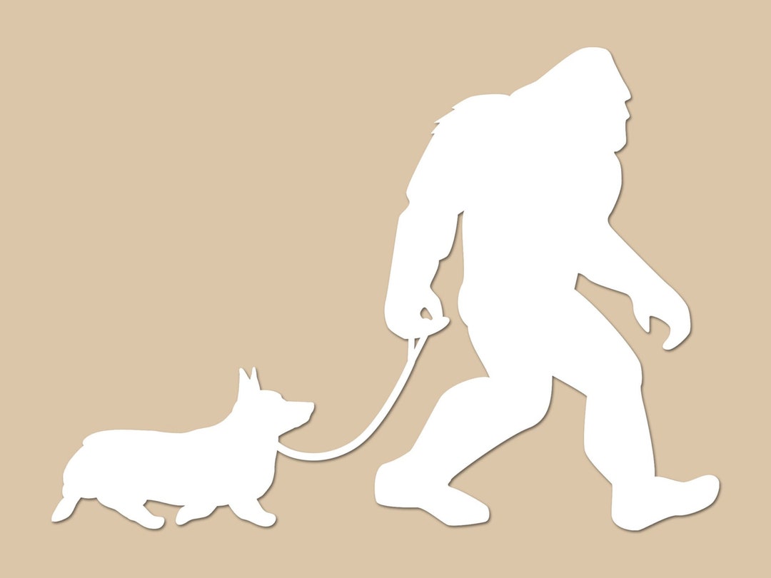 Bigfoot Dog Walker With Corgi Car Truck Window Decal | Sasquatch and ...