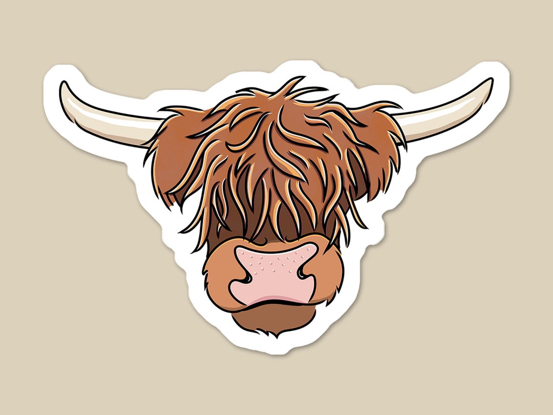 Scottish Highland Cow Vinyl Sticker | Highland Cattle Water Bottle ...