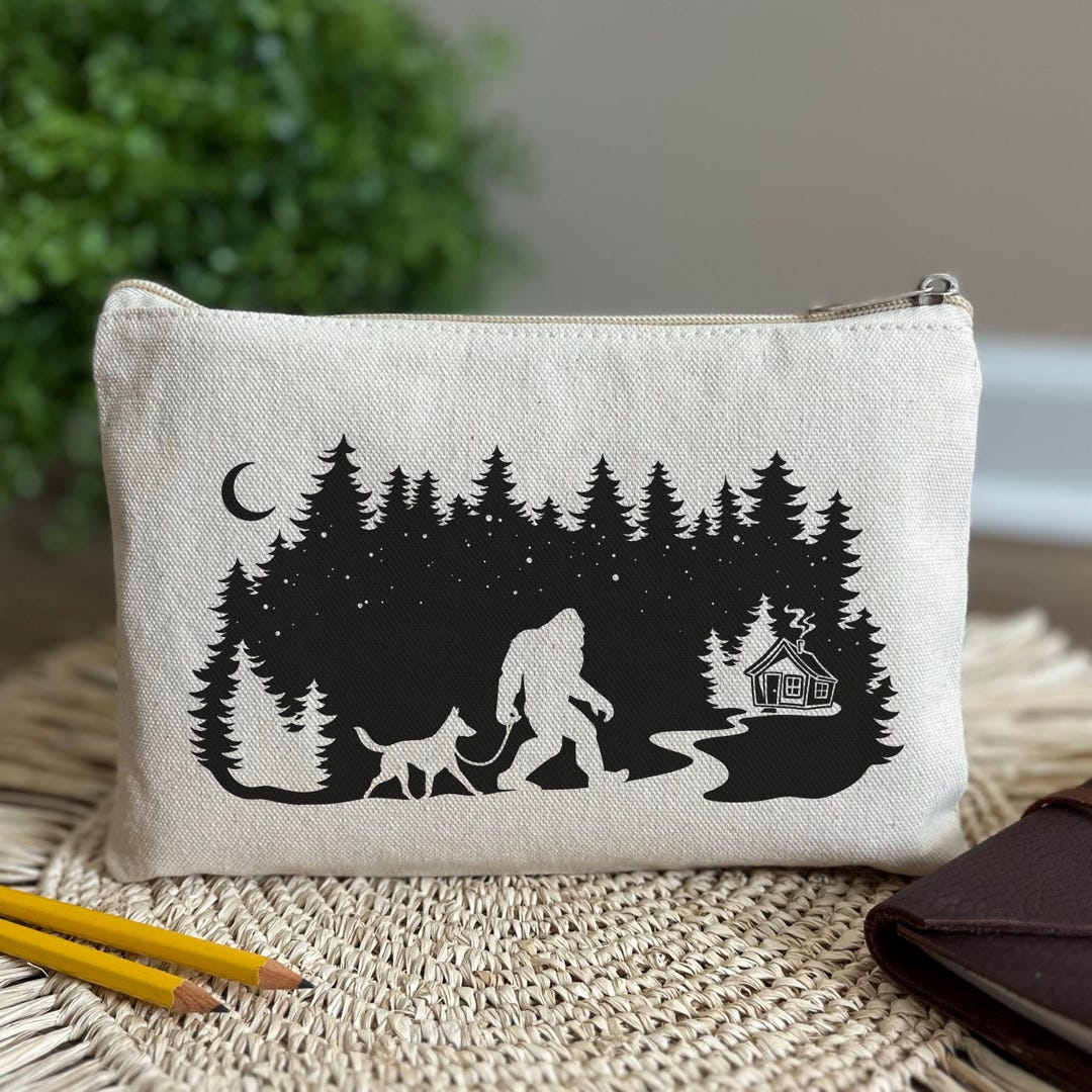 Bigfoot Dog Walker With Belgian Malinois Canvas Pouch, Cryptid Gift - Etsy
