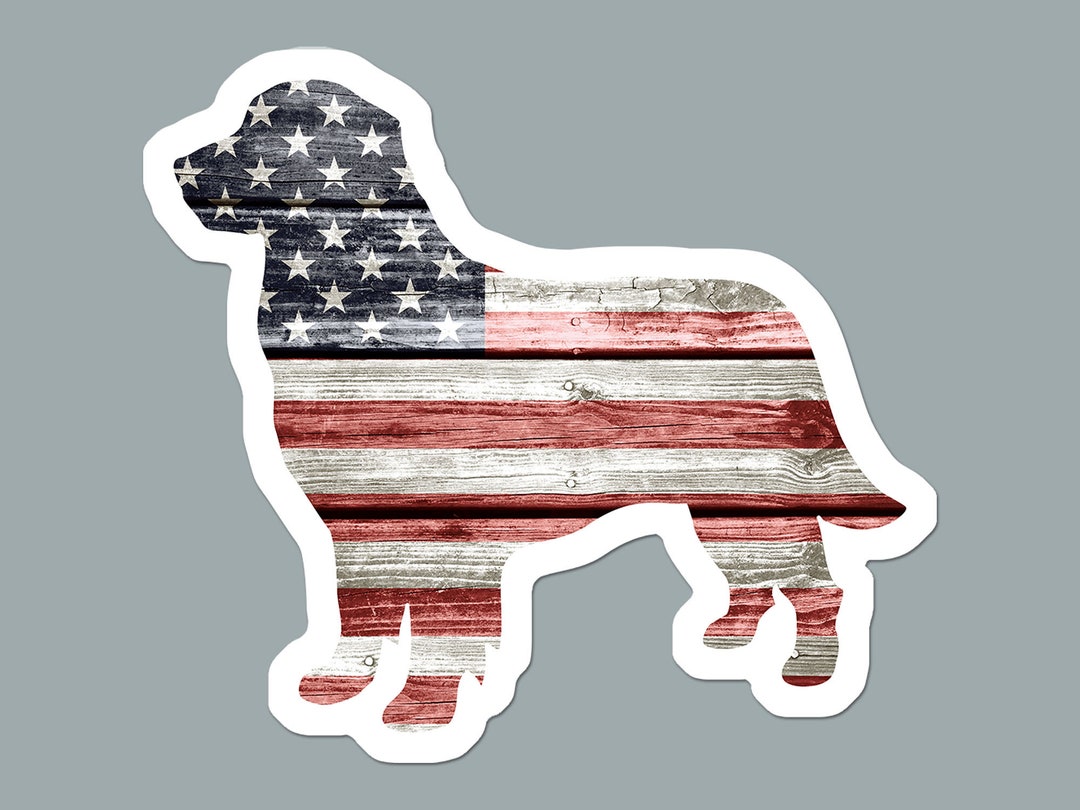 Patriotic Golden Retriever Sticker: Rustic American Flag Vinyl Decal - Etsy