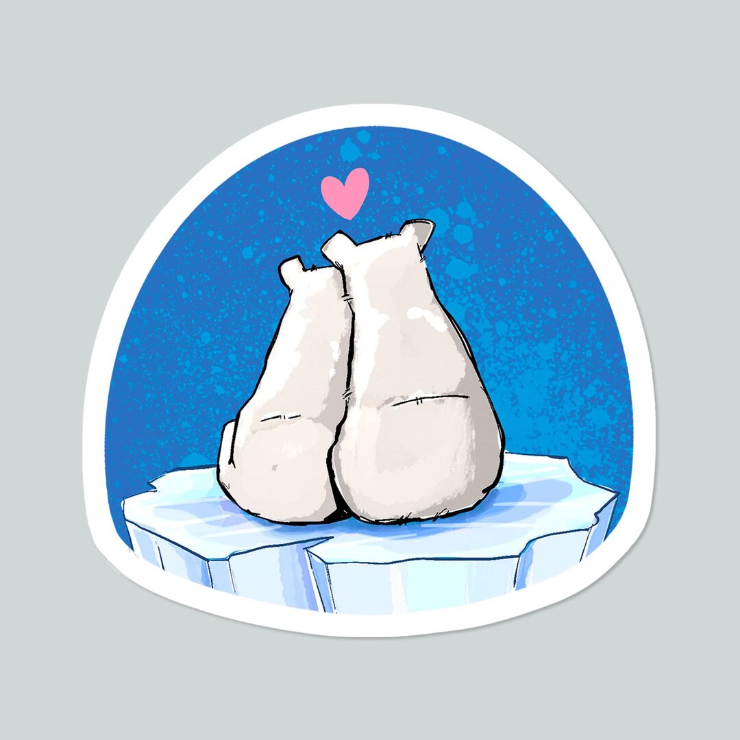 Polar Bear Couple Vinyl Sticker: Snuggling Animal Laptop Decal - Etsy