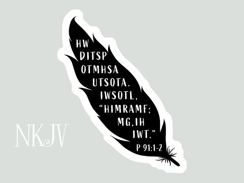 Psalm 91:1 Bible Verse Acronym Feather Sticker | Scripture Memory ...