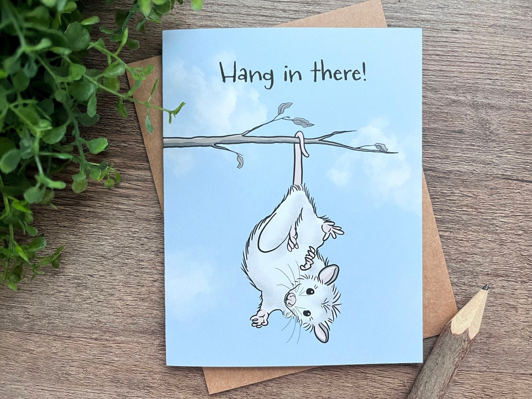 Cute Opossum Encouragement Card | Possum Get Well A2 Greeting Card With ...