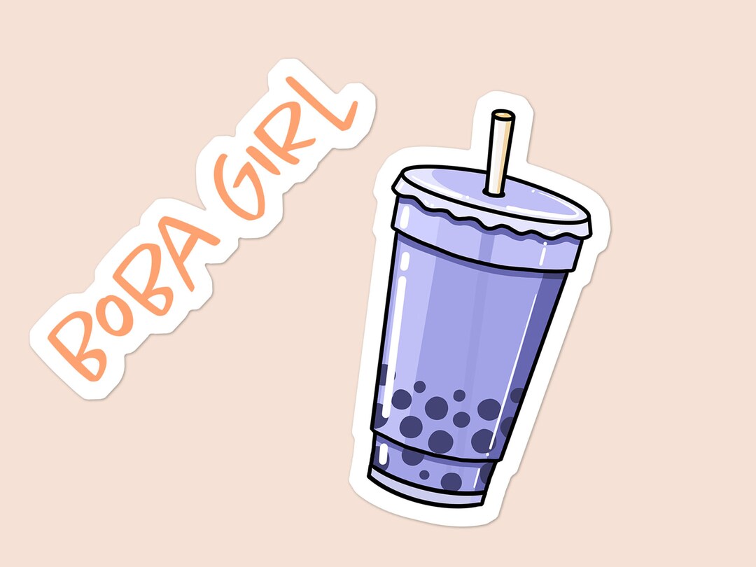 Boba Girl & Purple Boba Tea Vinyl Sticker Set - Laptop, Car Decal - Etsy
