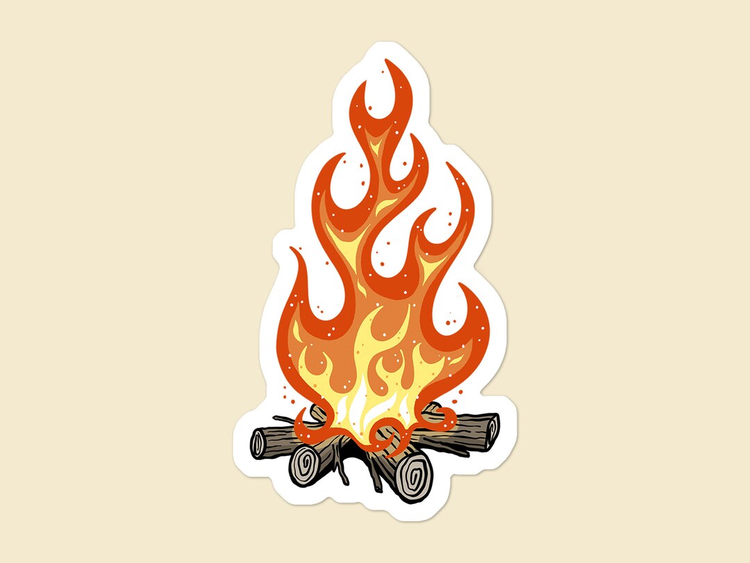 Campfire Camping Waterproof Vinyl Sticker | Bonfire Logs | Laptop ...