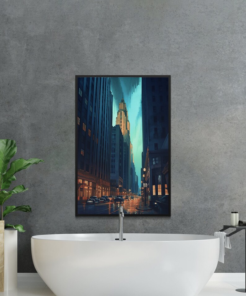 Digital Art Deco Cityscape, Poster - Etsy