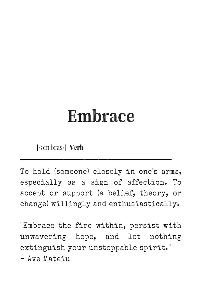 Embrace Definition Wall Art, Printables, Home Wall Décor, Definition ...