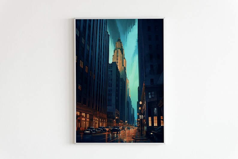 Digital Art Deco Cityscape, Poster - Etsy