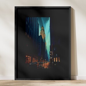 Digital Art Deco Cityscape, Poster - Etsy