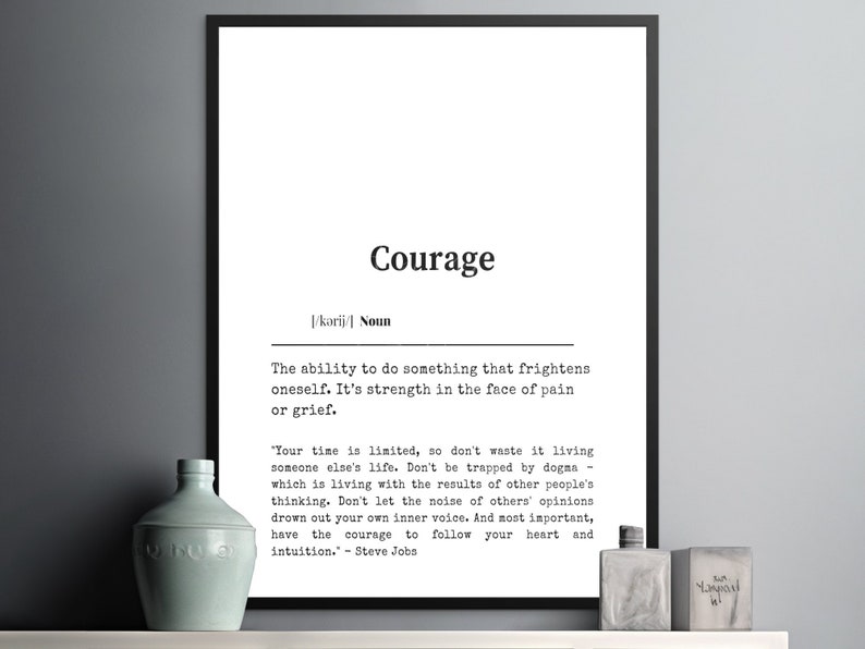 Courage Definition Wall Art, Printables, Home Wall Décor, Definition ...