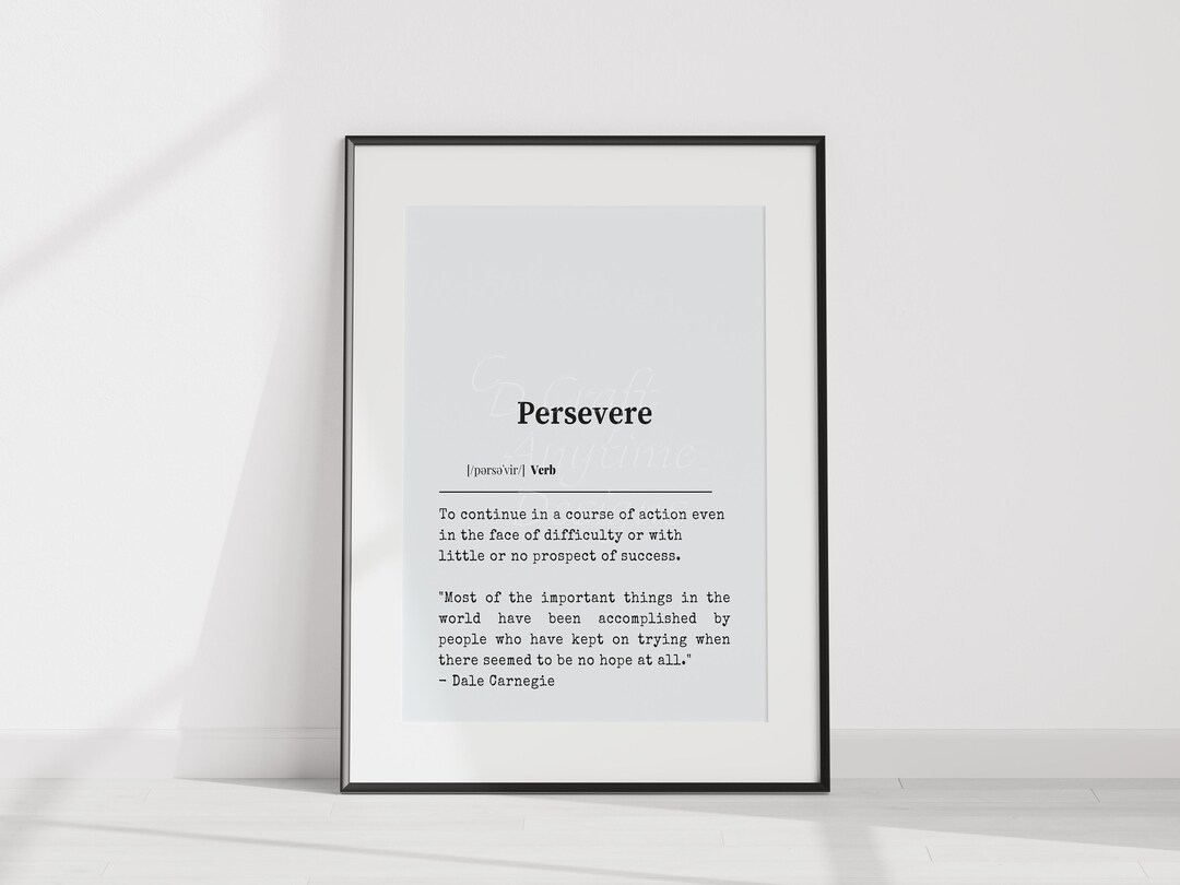 Persevere Definition Wall Art, Printables, Home Wall Décor, Definition ...