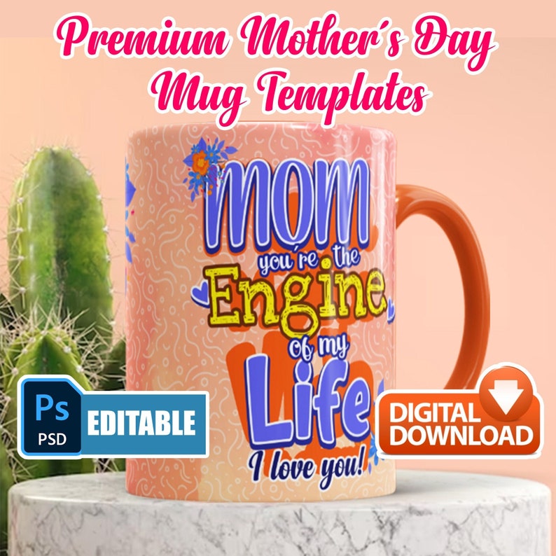 10 Mother's Day Mug Template PSD Designs for Sublimation Printing Happy ...