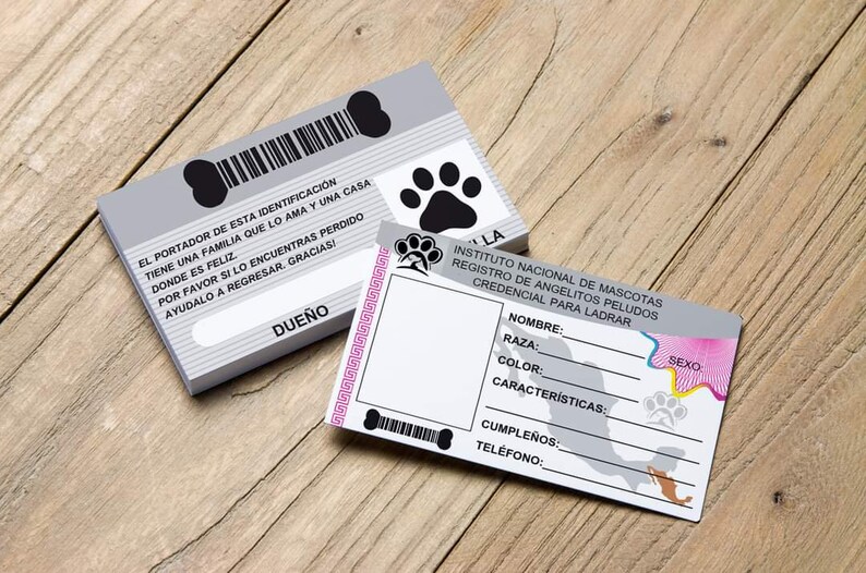 Identification Card for Pets and Couples Type INE / Credential ...