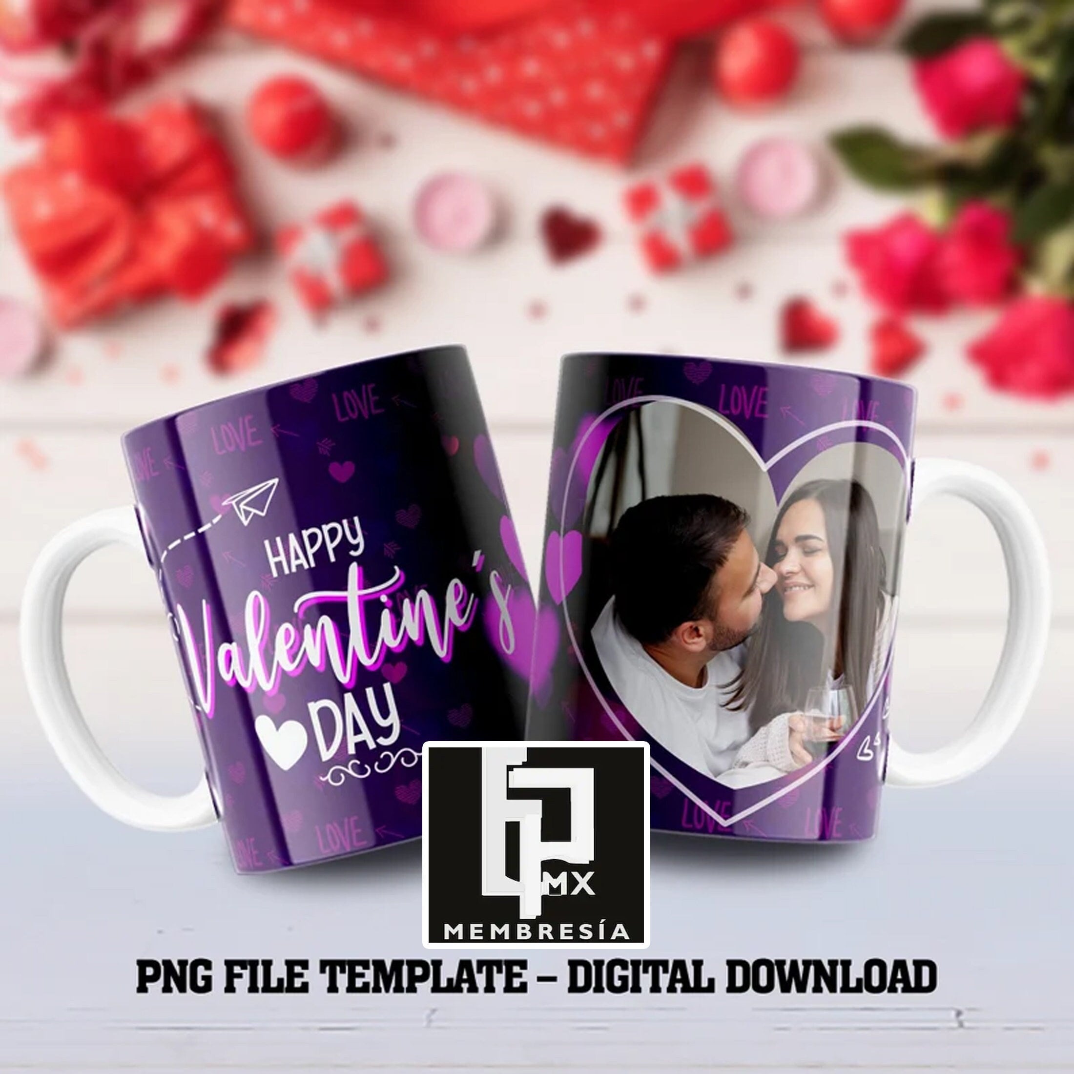PNG Mug Design Template Valentine's Day, Mug Sublimation Valentine's ...