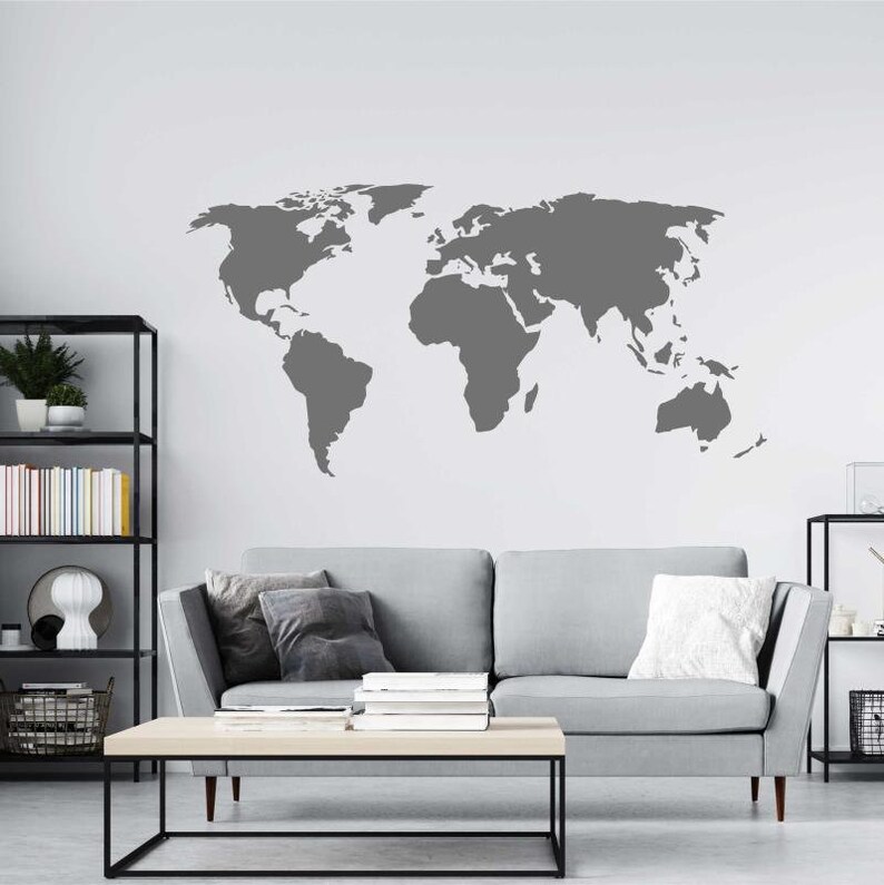 Wall Decal Living Room World Map - Etsy