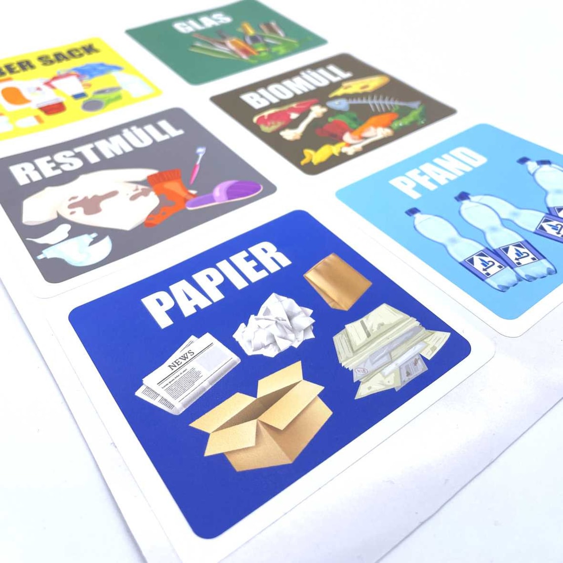 Sticker Set of 6 for Waste Separation, 9.8 X 9 Cm Size, Square Stickers ...