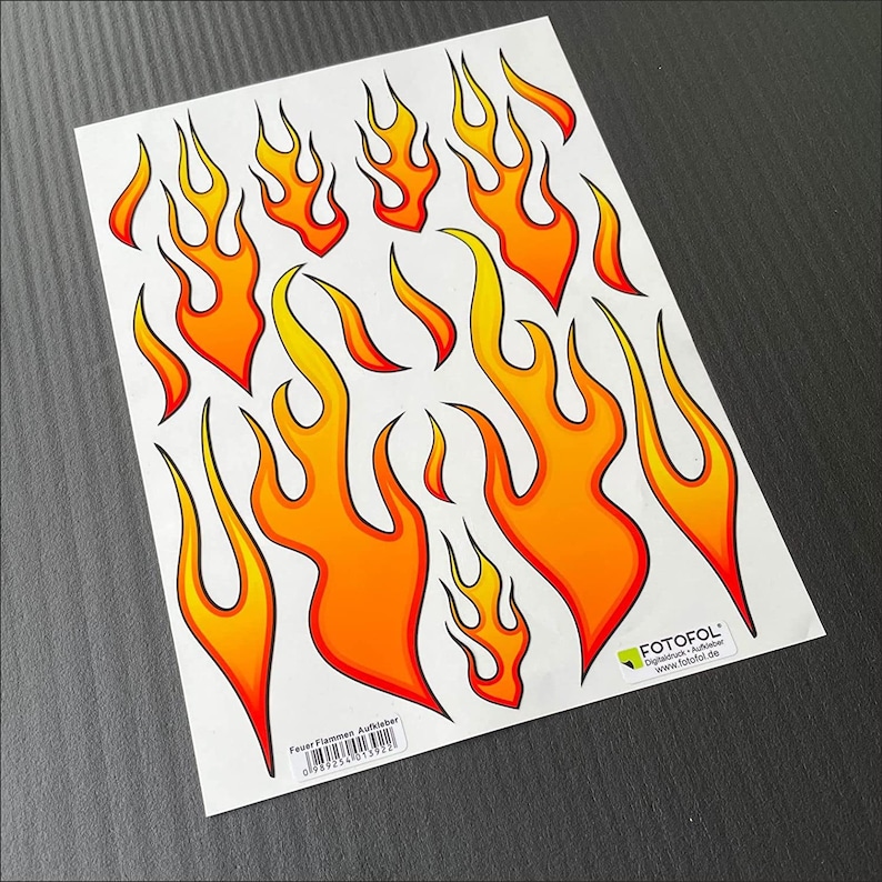Fire Flame Stickers in Set, Decorative Stickers in Different Sizes ...