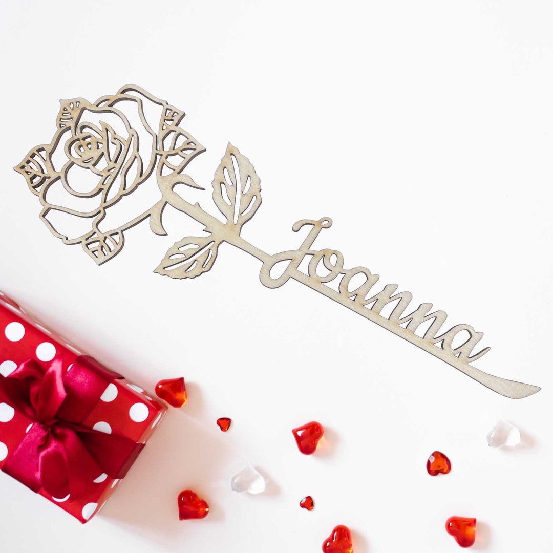 Personalized Wooden Rose With Desired Name - Gift for Valentine's Day ...