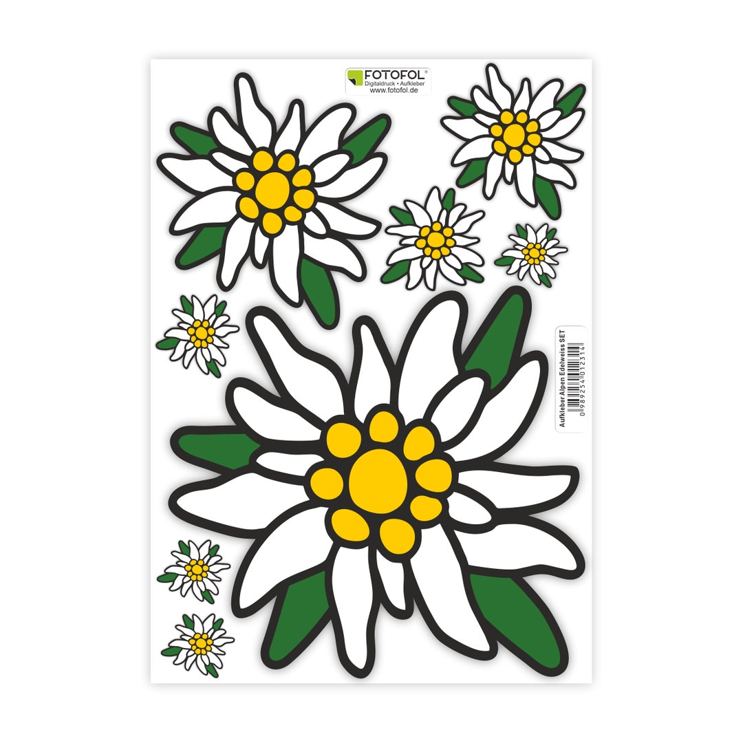 Sticker Set With Alpen Edelweiss Bavaria Motif, Car Sticker for ...