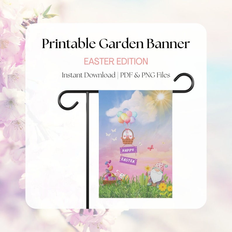 Printable Easter Banner, Spring Banner, Garden Banner, Easter Bunny ...