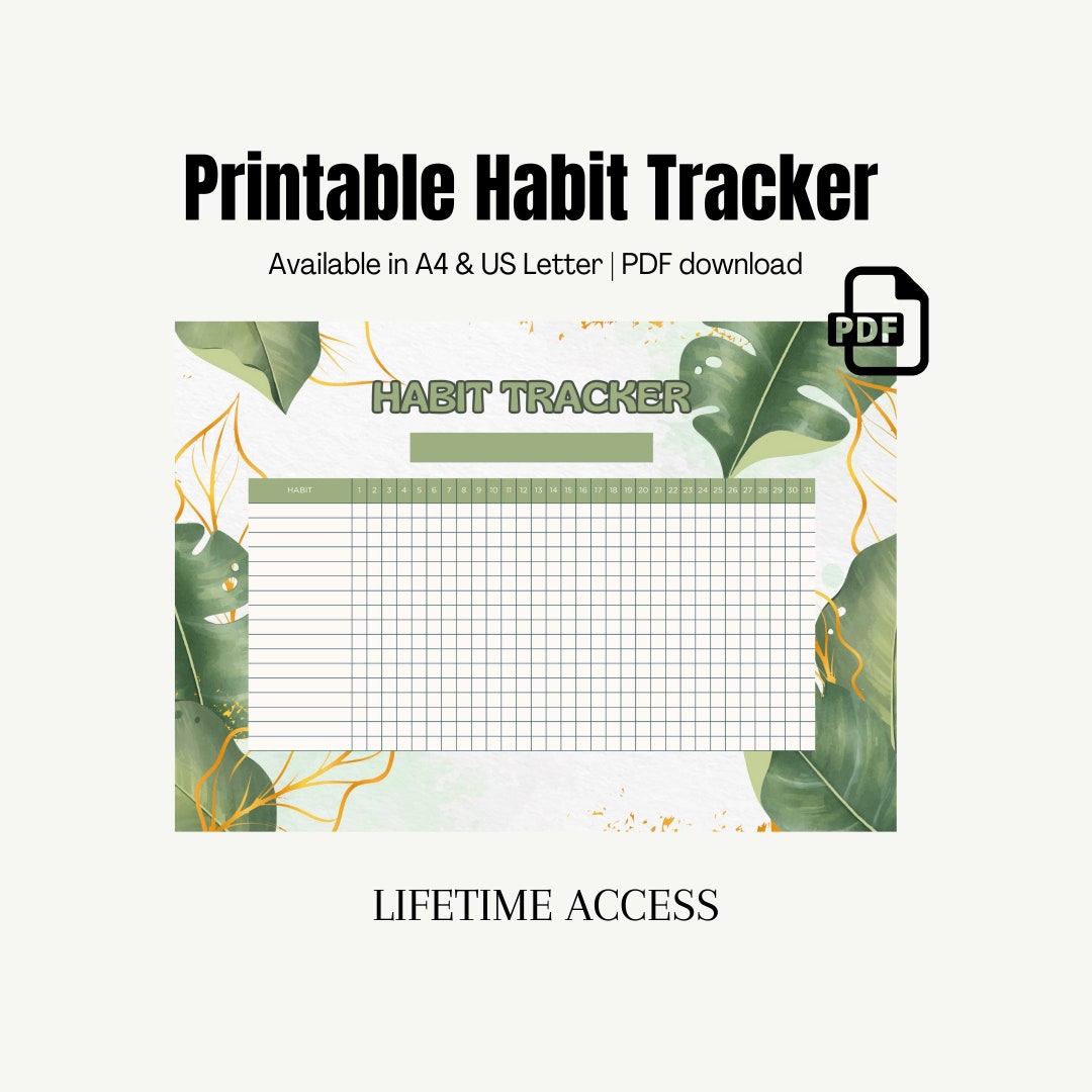 Printable Monthly Habit Tracker, Multiple Habit Tracker, A4 and US ...