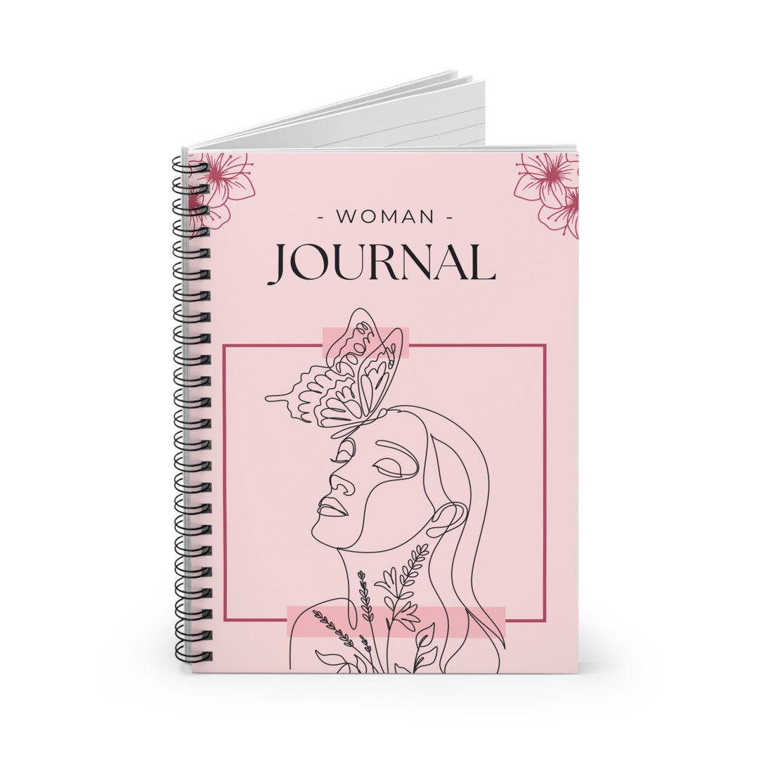 Artistic Spiral Notebook, Empowering Pink Woman Journal, Stylish Ruled ...