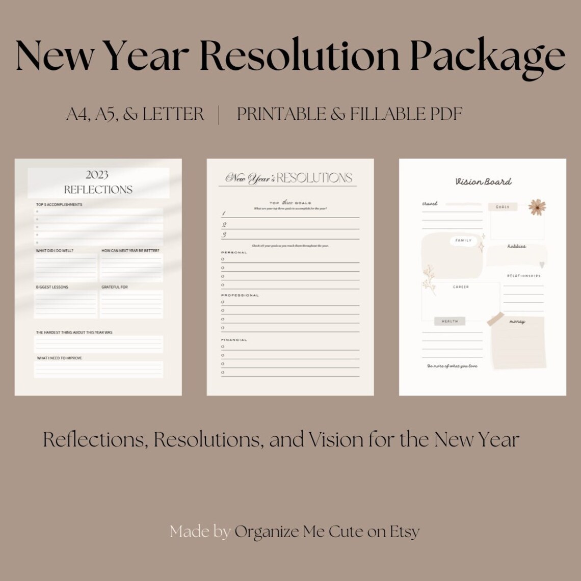 New Years Resolution Package, Self Reflection New Years, Vision Board ...