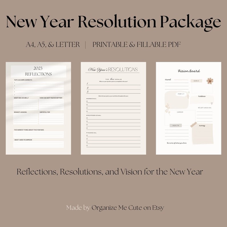 New Years Resolution Package, Self Reflection New Years, Vision Board ...