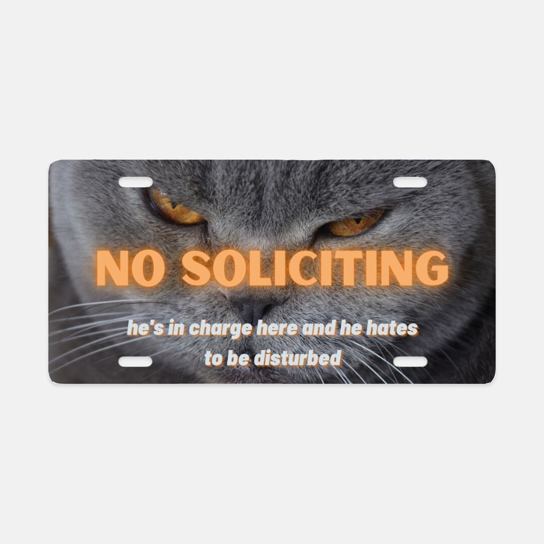 No Soliciting Cat is in Charge Here License Plate-style Sign - Etsy
