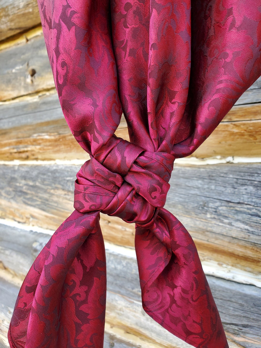 Handmade Silk Cowboy Wild Rag Scarf: Red & Purple Jacquard - Etsy