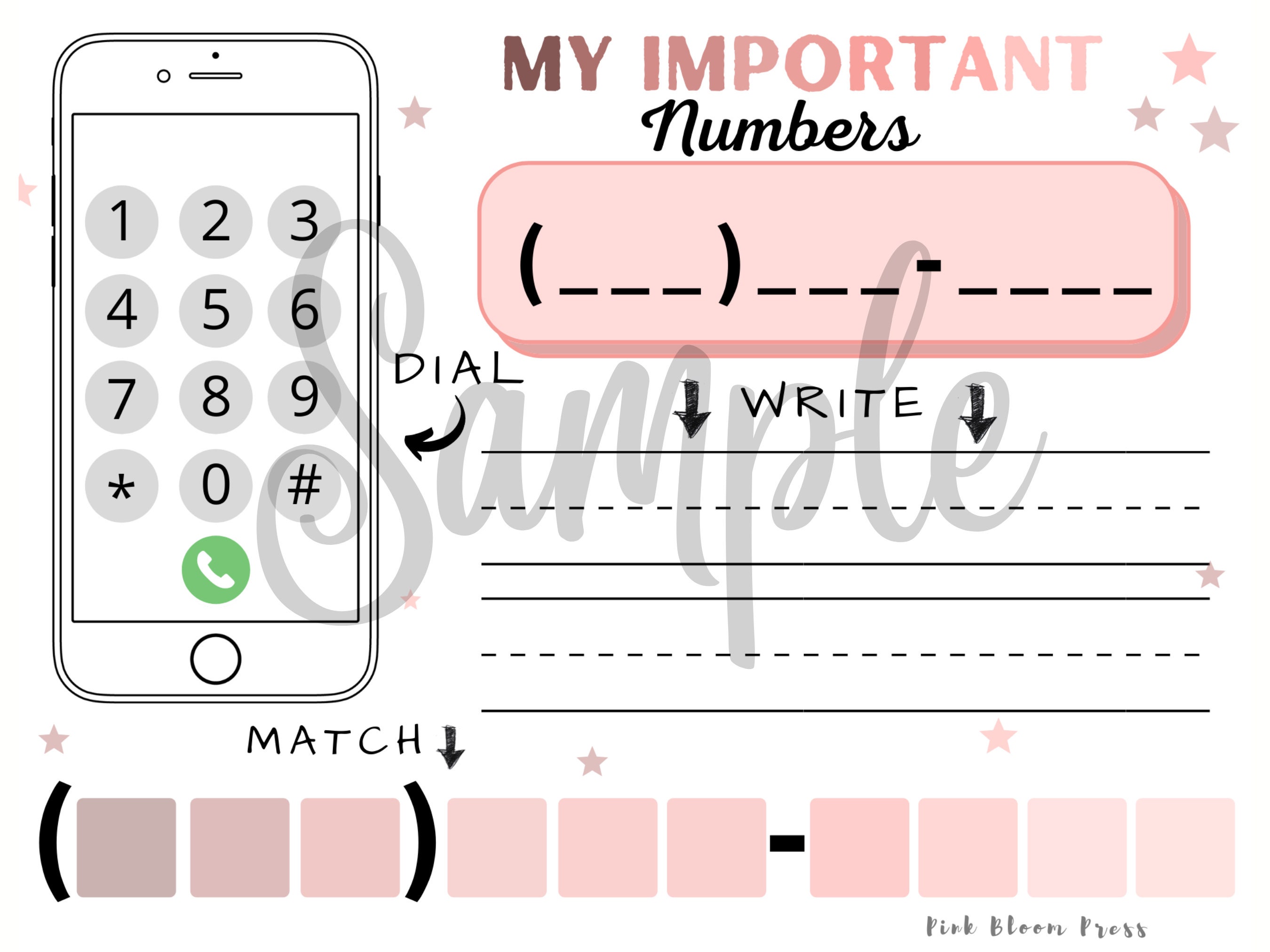 Life Skills for Kids Printable Learn Phone Number Address | Etsy